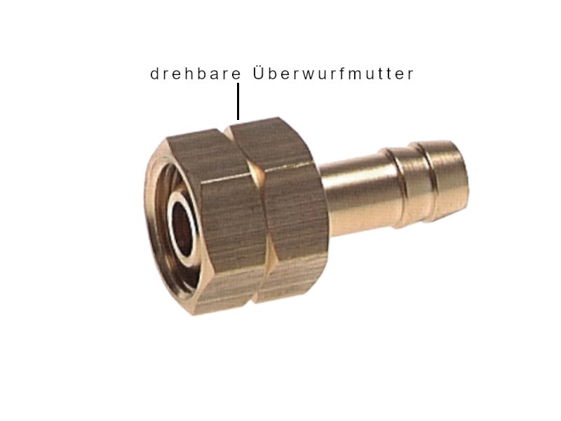 Schlauchtülle mit drehbarer ÜWM Linksgewinde IG G 3/8" - 6mm | G 3/8" | 6 | ST140606MS